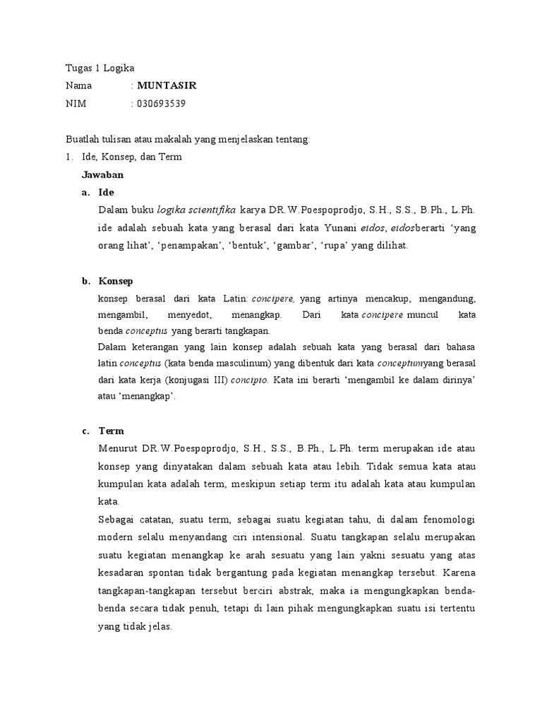 Tugas 1 Logika | PDF
