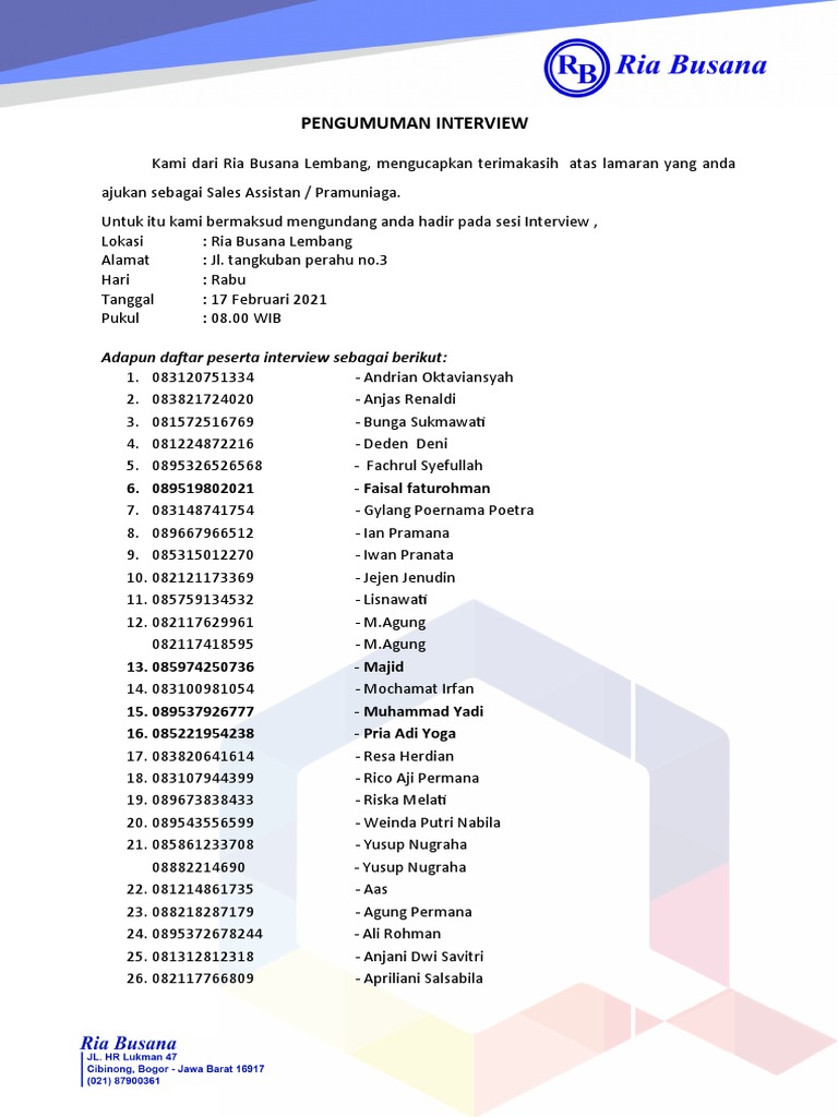 Undangan Interview | PDF