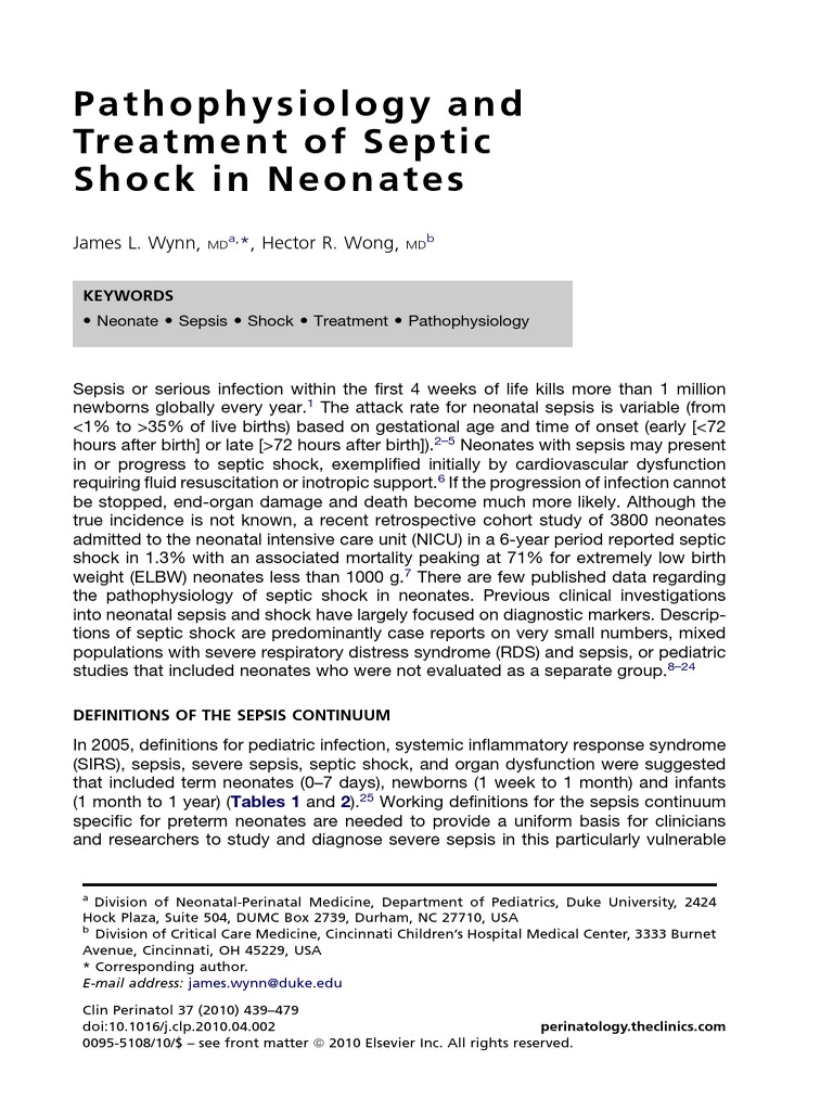 Pathophysiology and Treatment Syok Septic in Pediatric | PDF