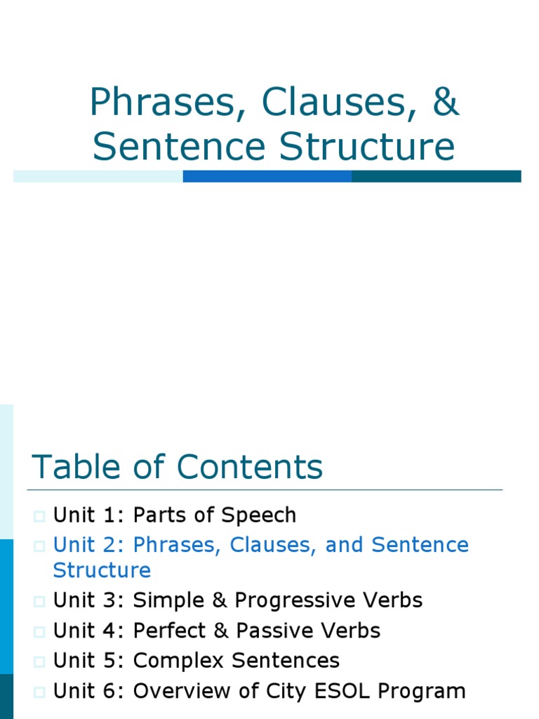 2405 Unit 2-Phrases, Clauses, Sentence Structure | PDF | Verb ...