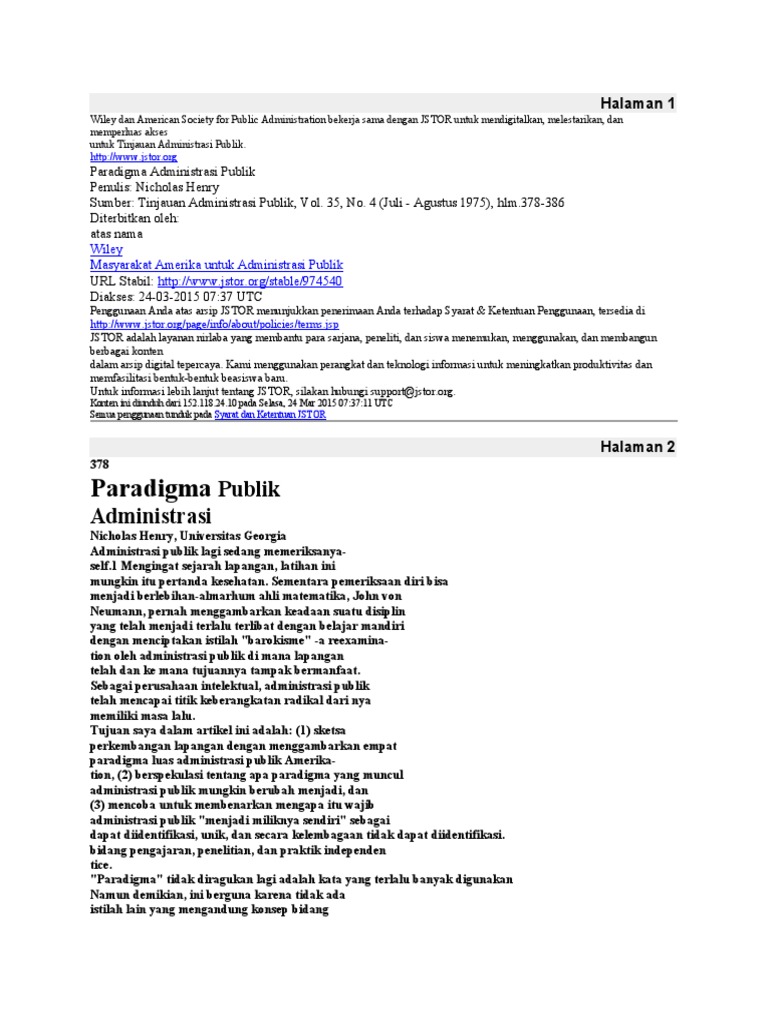 4-Paradigms of Public Administration | PDF