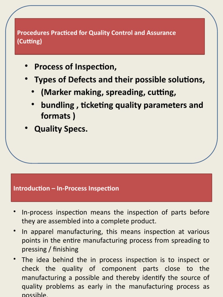 Inspection Procedures For Quality Assurance in Cutting | Download Free ...