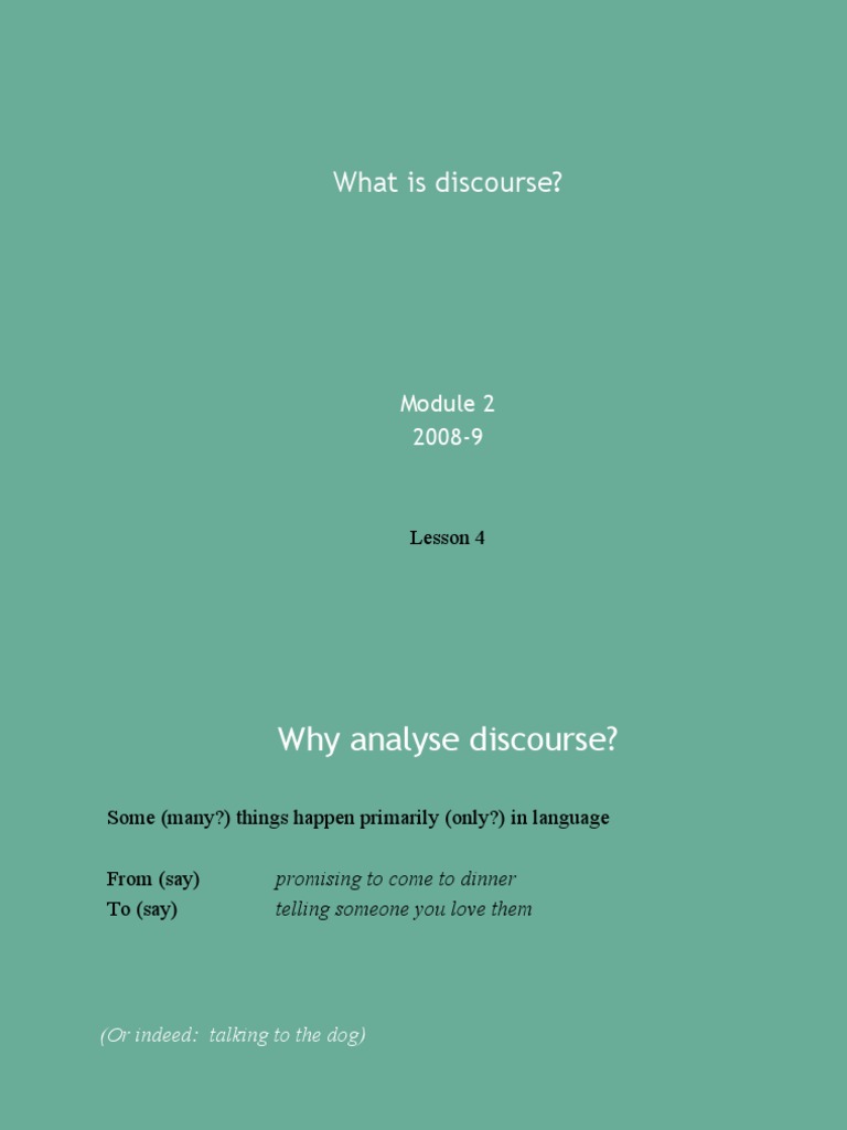 What Is Discourse?: Lesson 4 | PDF | Discourse | Linguistics
