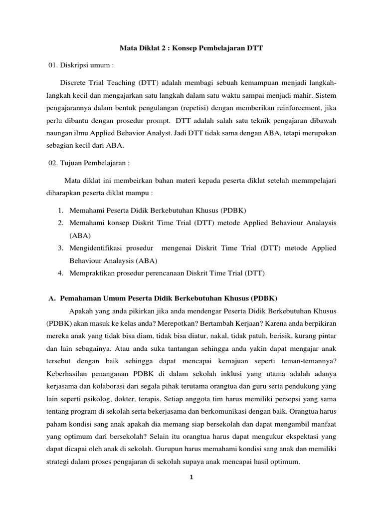 Konsep Pembelajaran DTT | PDF | Pengembangan Diri | Kesehatan Holistik
