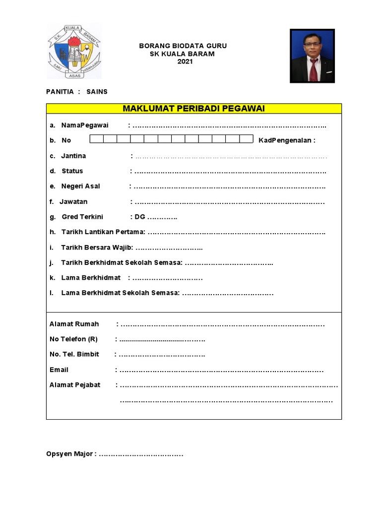 Borang-Biodata-Guru-Panitia Sains-Cikgu Edward | PDF