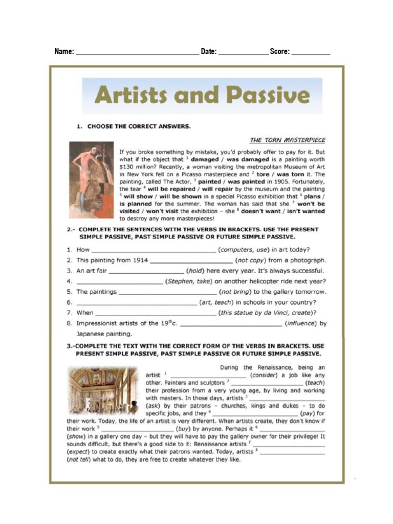 Active and Passive Voice - Worksheet | PDF