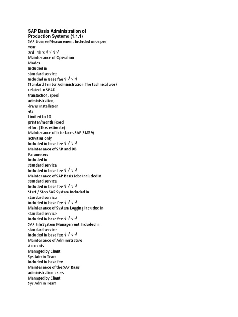 SAP Basis RACI | PDF