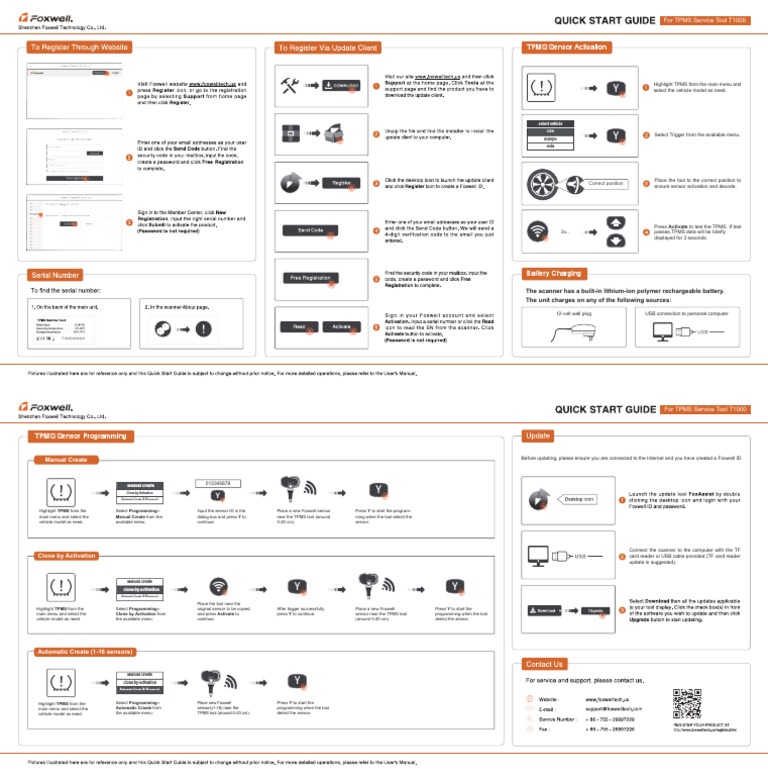 Quick Start Guide For TPMS Service Tool T1000 | PDF | Computer Science ...