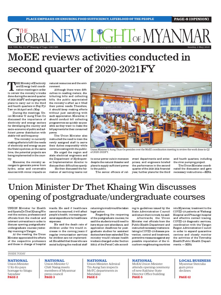 Moee Reviews Activities Conducted in Second Quarter of 2020-2021fy ...