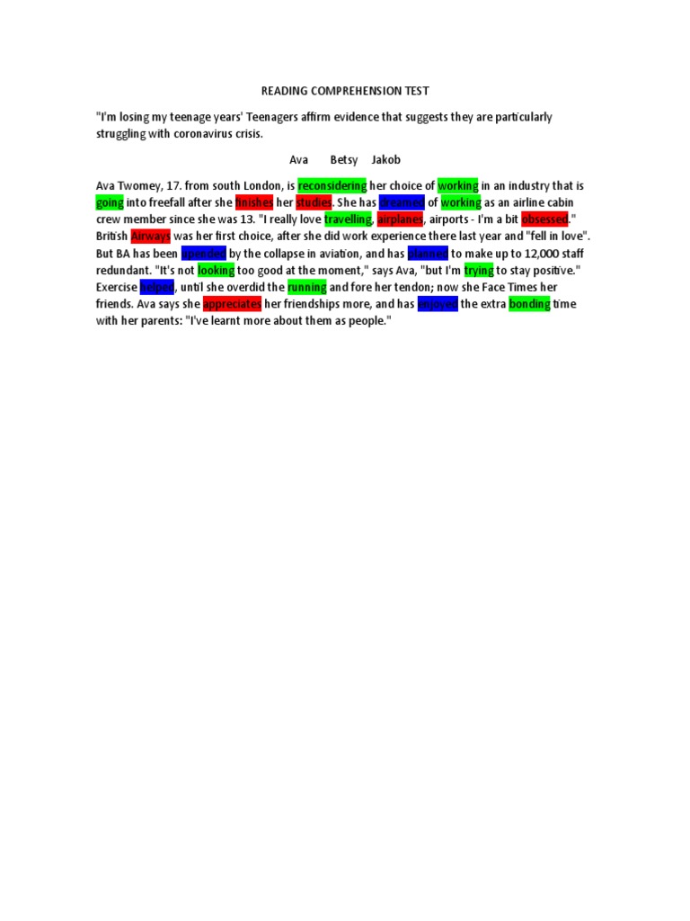 Reading Comprehension Test | PDF