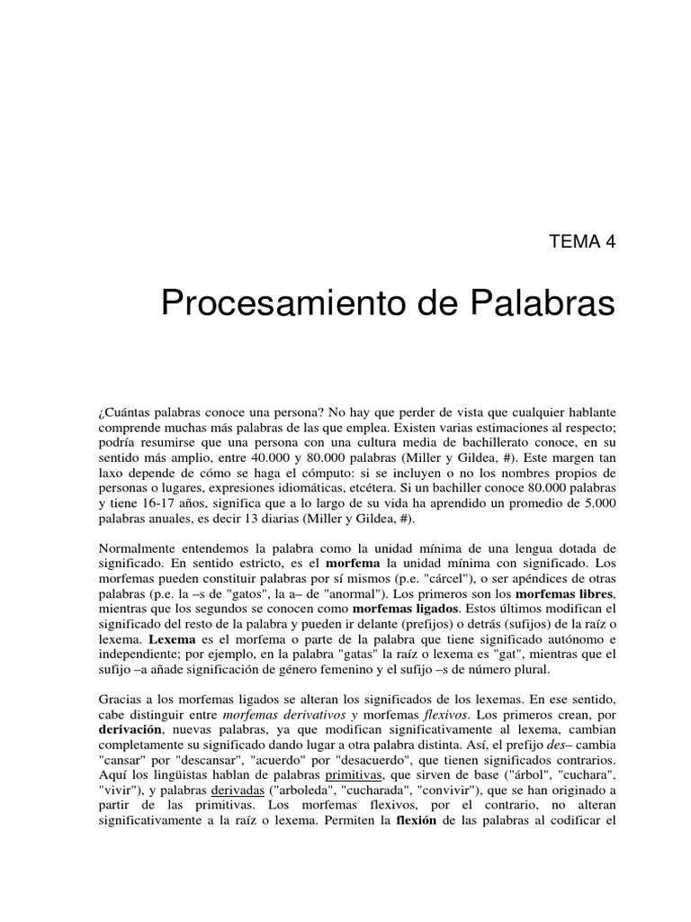 Procesamiento de Palabras | PDF | Palabra | Cerebro