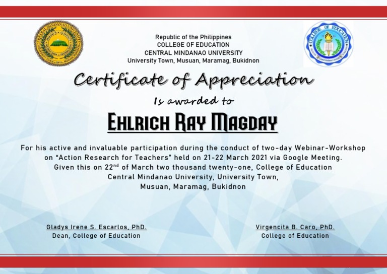 Seminar Certificates DRAFT | PDF