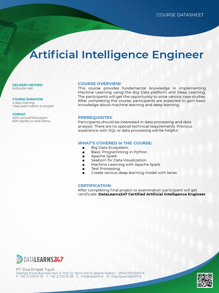 Datasheet - Artificial Intelligence Engineer | PDF | Machine Learning ...