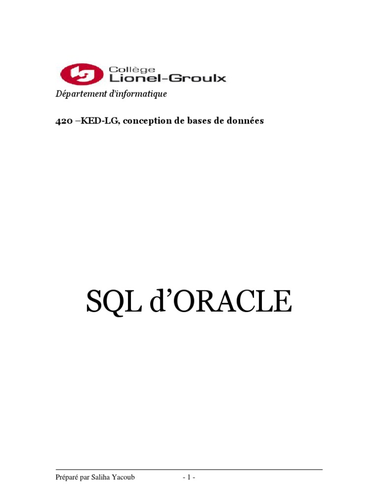 Guide complet sur SQL Oracle | PDF | SQL | Gestion informatique