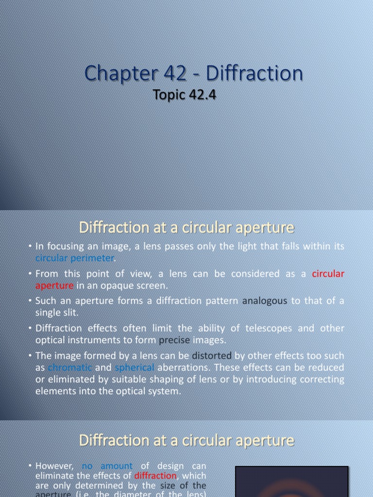 Chapter 42 Diffraction Topic 42 4 Pdf Angular Resolution Diffraction