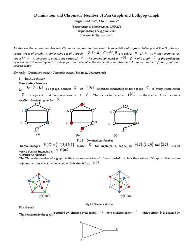 Domination and Chromatic Number of Pan Graph and Lollipop Graph | Descargar gratis PDF | Vertex ...