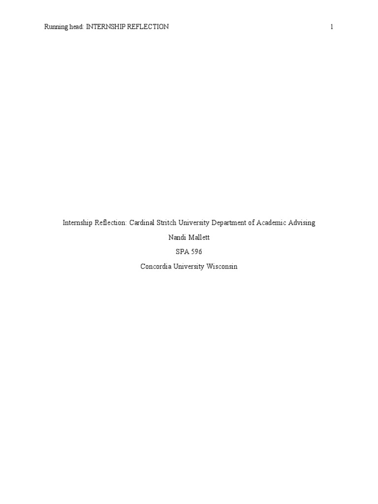 Academic Advising Reflection Paper | PDF | Internship | Job Hunting