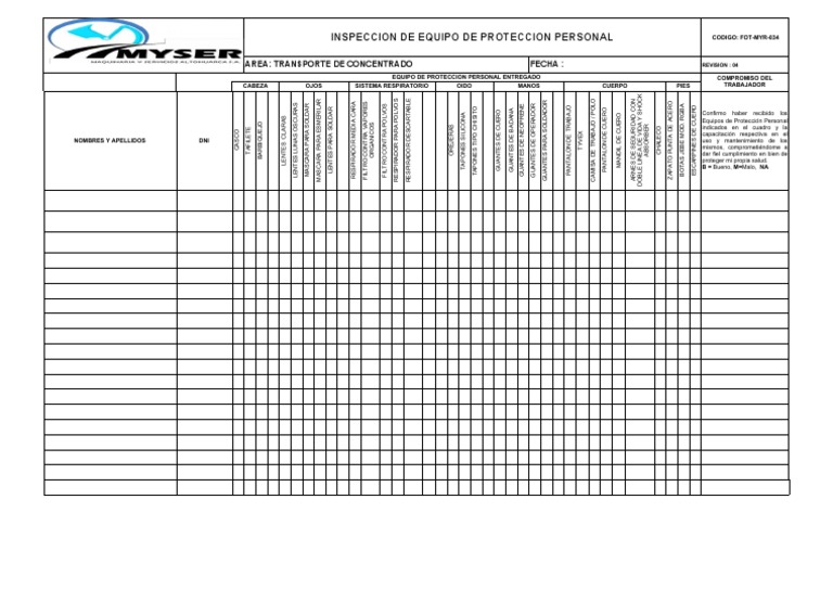 Ficha de Control de Epp | PDF