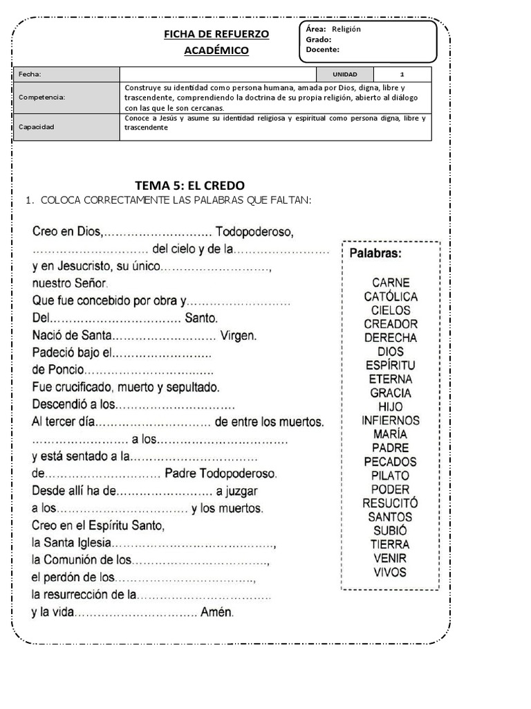 Tema 5 El Credo | PDF