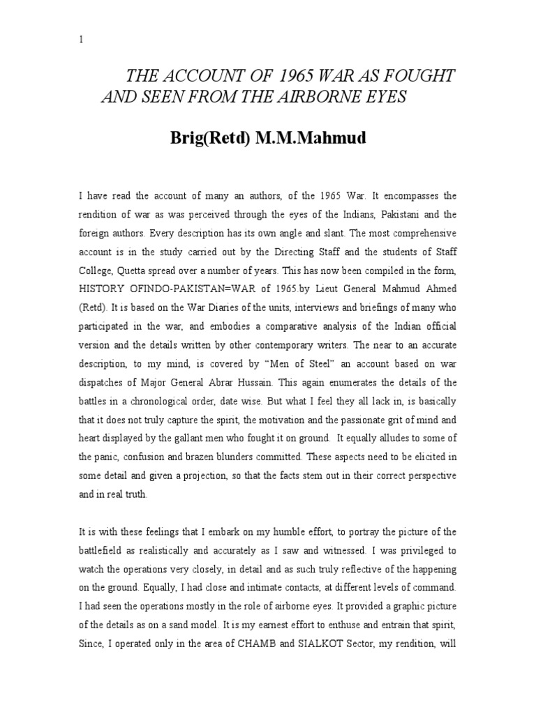 An Eyewitness Account of the 1965 War from the Perspective of an Army ...