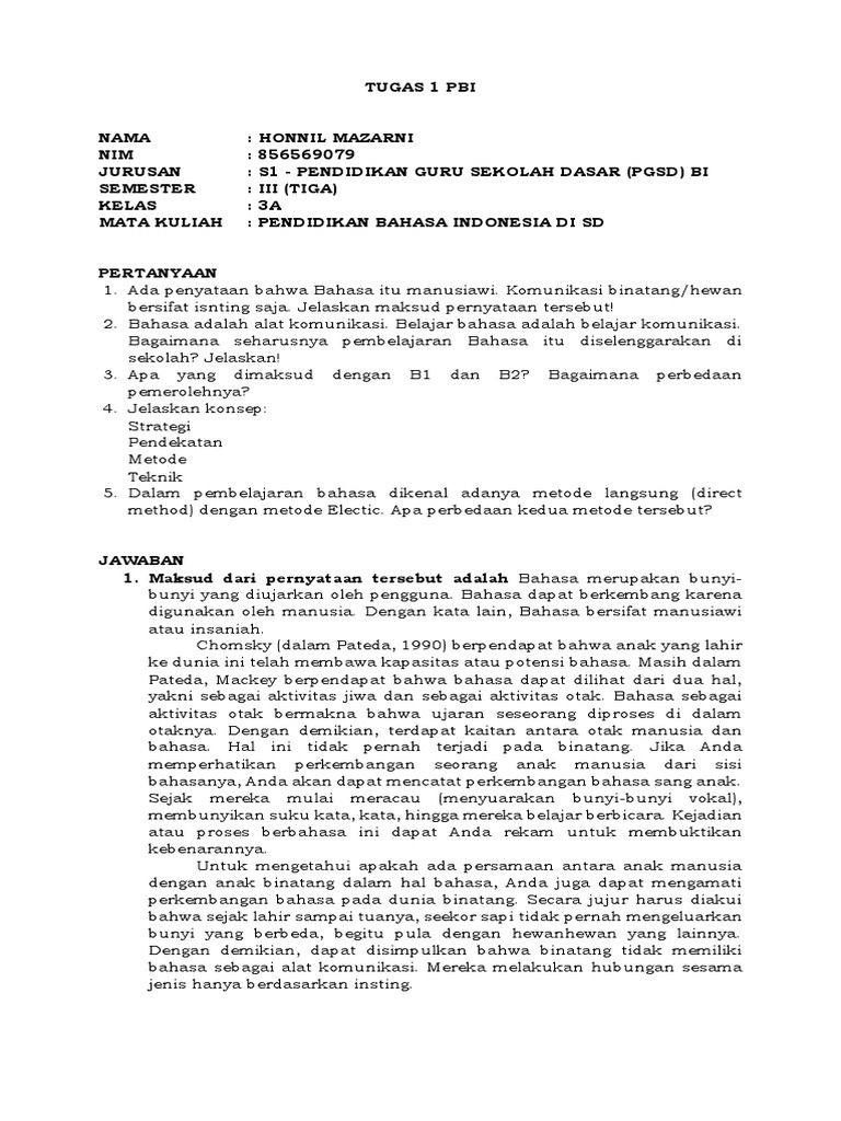 Tugas 1 Pbi - Honnil Mazarni | PDF