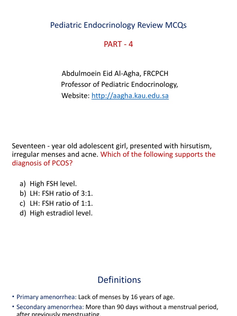 Pediatric Endocrinology Review Mcqs Part 4 Pdf Polycystic Ovary