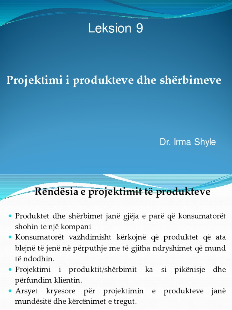 Leksion 9. Projektimi i produkteve dhe shërbimeve | PDF