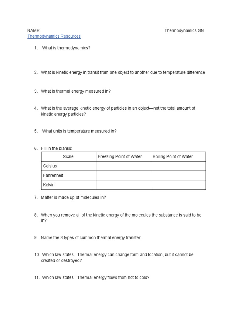 Thermodynamics Guided Notes | PDF
