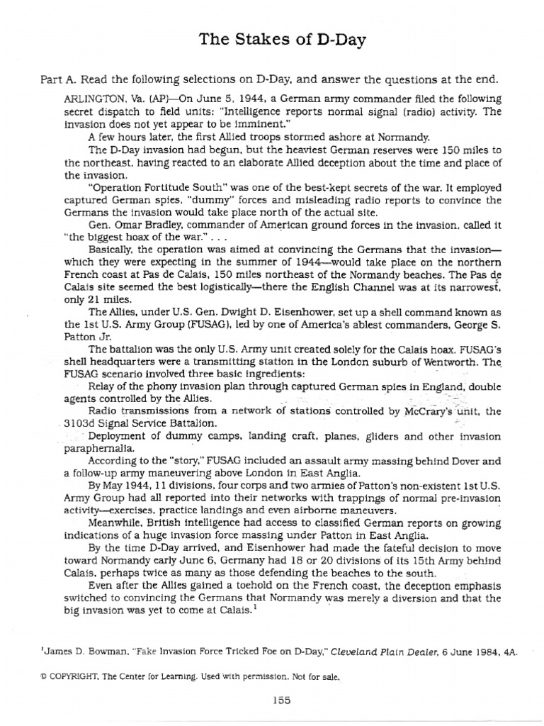 D-Day Reading and Questions | PDF