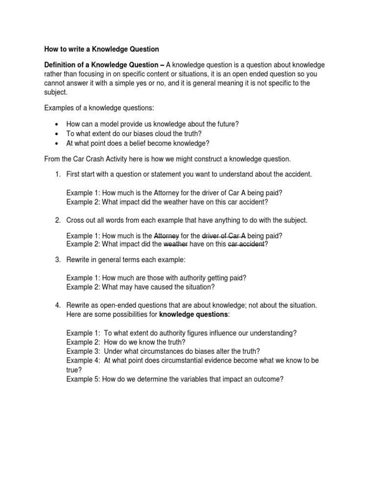 Crafting Effective Knowledge Questions | PDF | Career & Growth