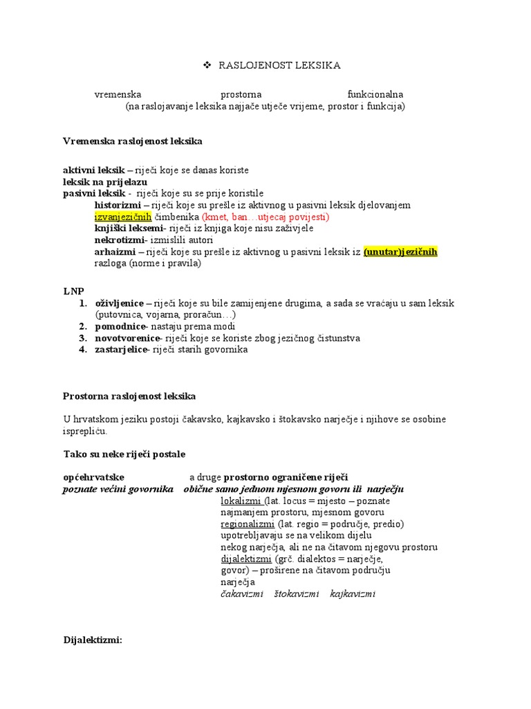 Raslojenost Leksika | PDF