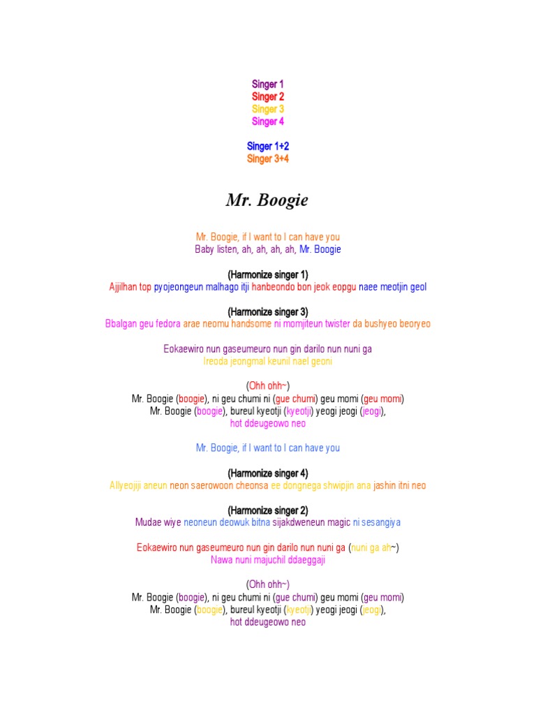 Mr. Boogie Lyrics Analysis | PDF