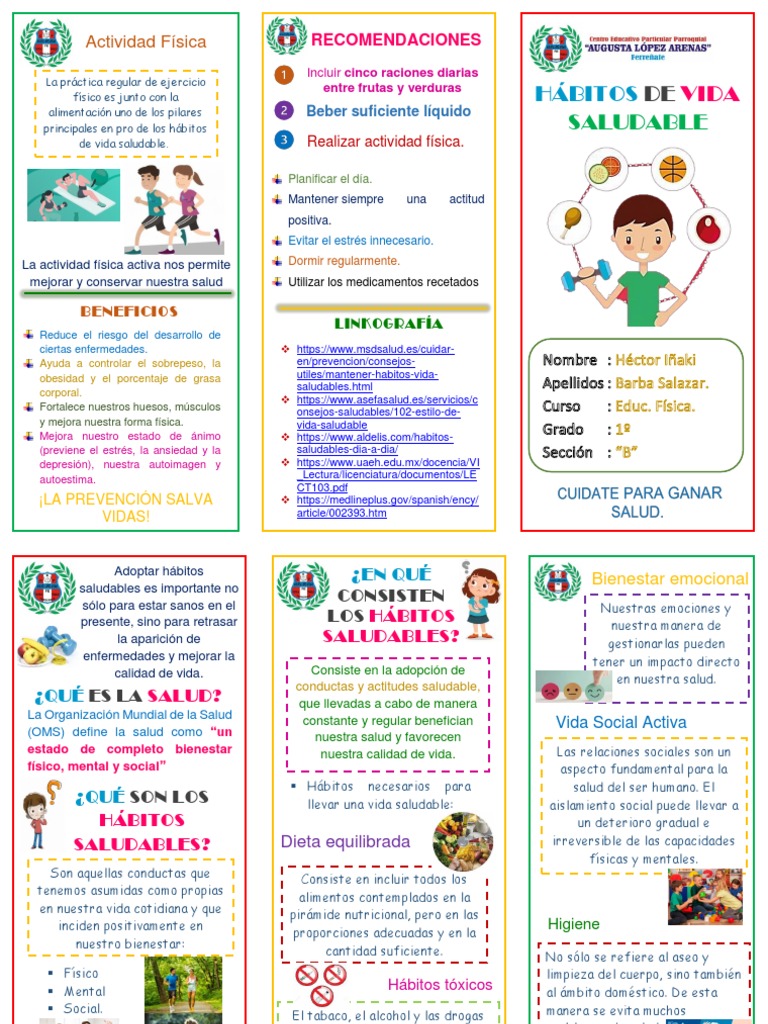 Tríptico Hábitos Saludables Pdf