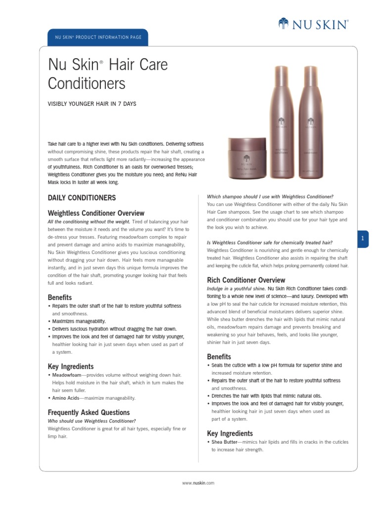 Nu Skin Hair Care Conditioners: Daily Conditioners Weightless ...