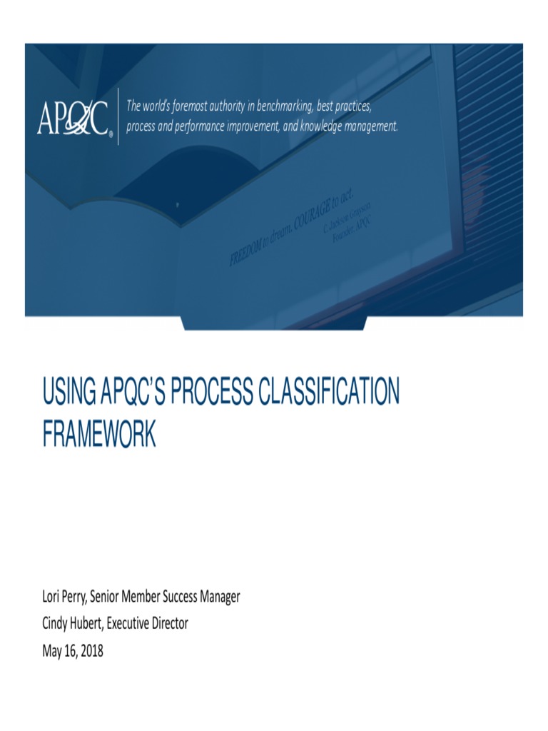 APQC - Using APQC Process Classification Framework | PDF | Supply Chain ...