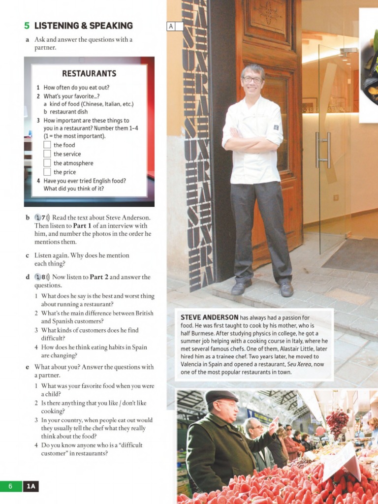 Restaurants: 5 Listening & Speaking | PDF | Restaurants | Restaurant ...