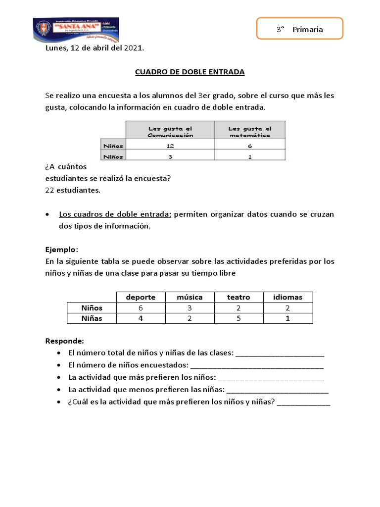 Matematica+ +Cuadro+de+Doble+Entrada | PDF
