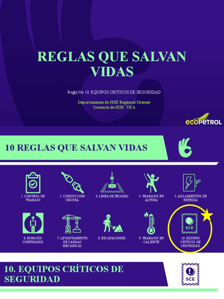 10 Regla Que Salva Vidas Equipos Críticos | Descargar gratis PDF | Science | Energía y recursos