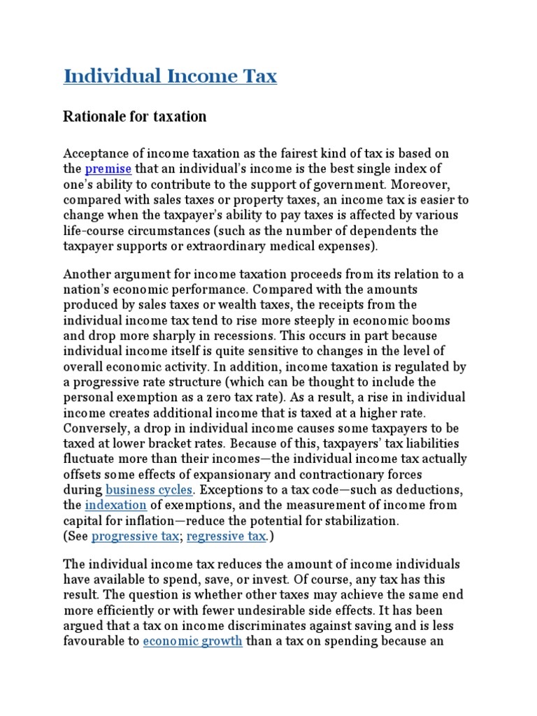Individual Income Tax | PDF | Income | Progressive Tax