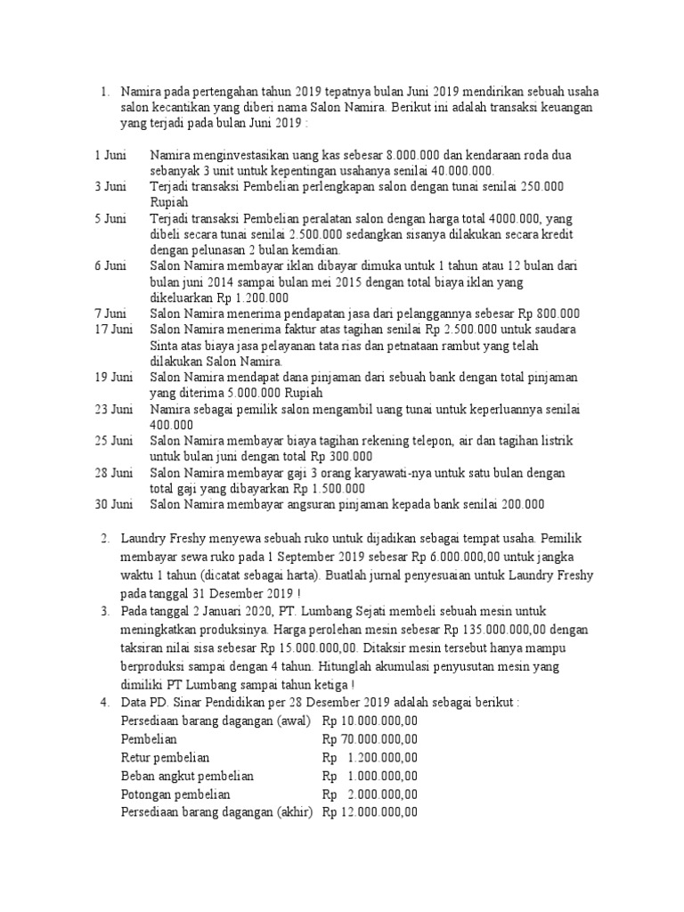Soal Uraian Uspbk Akun | PDF