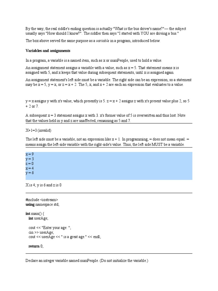 Variables and Assignments | PDF | Reserved Word | Namespace