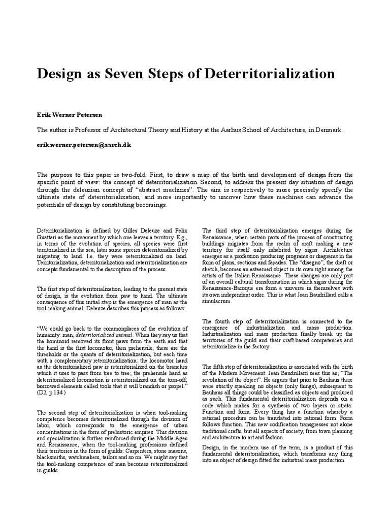 Design As Seven Steps of Deterritorialization | PDF | Concept | Gilles ...