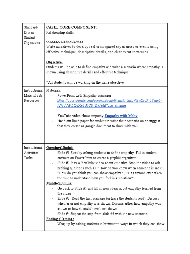 Sel Lesson2 | Download Free PDF | Empathy | English Language