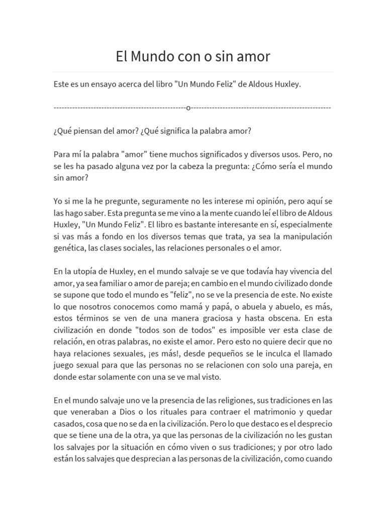 Un Mundo Con o Sin Amor | PDF | Amor | Muerte