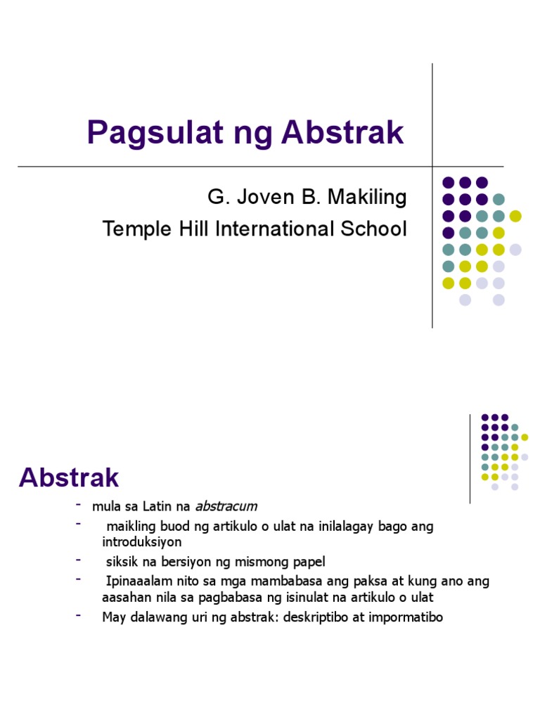 Week 3 - Pagsulat NG Abstrak | PDF
