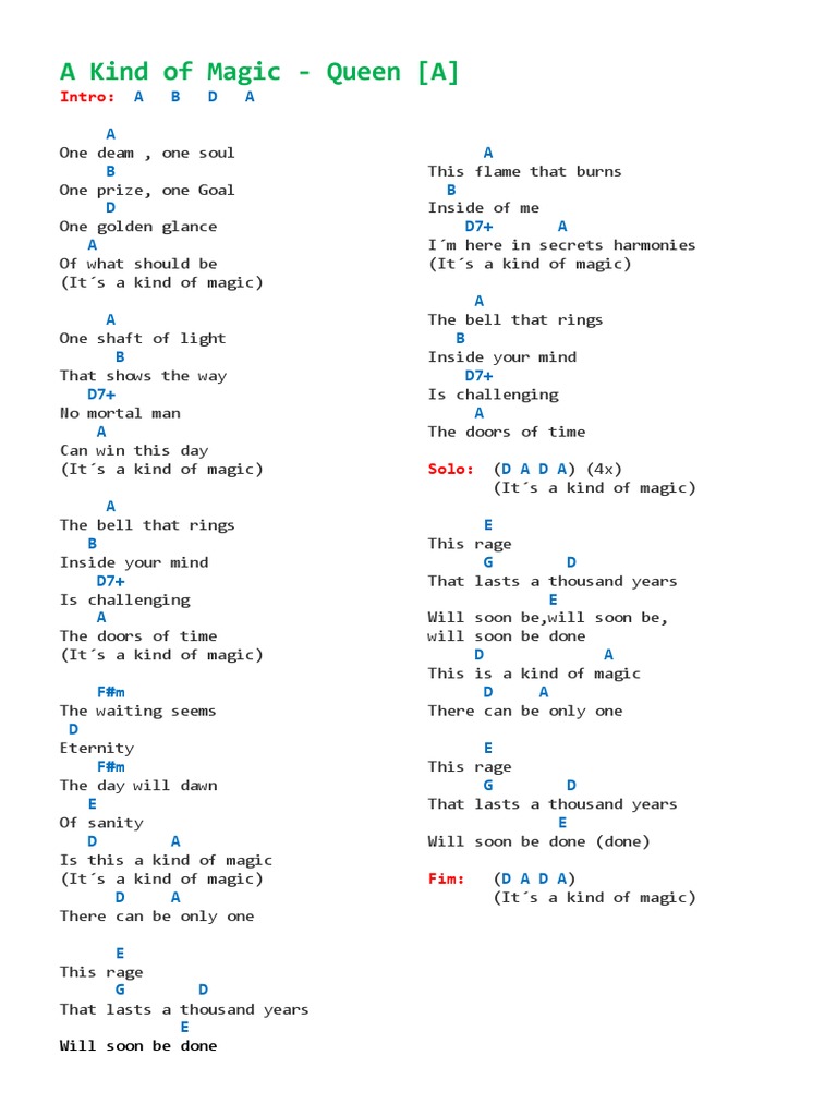 A Kind of Magic - Queen (A) | PDF