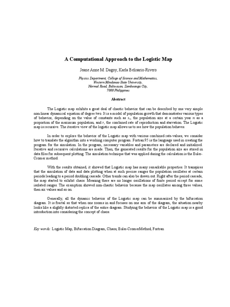 A Computational Approach To The Logistic Map | PDF | Chaos Theory | Logistic Function