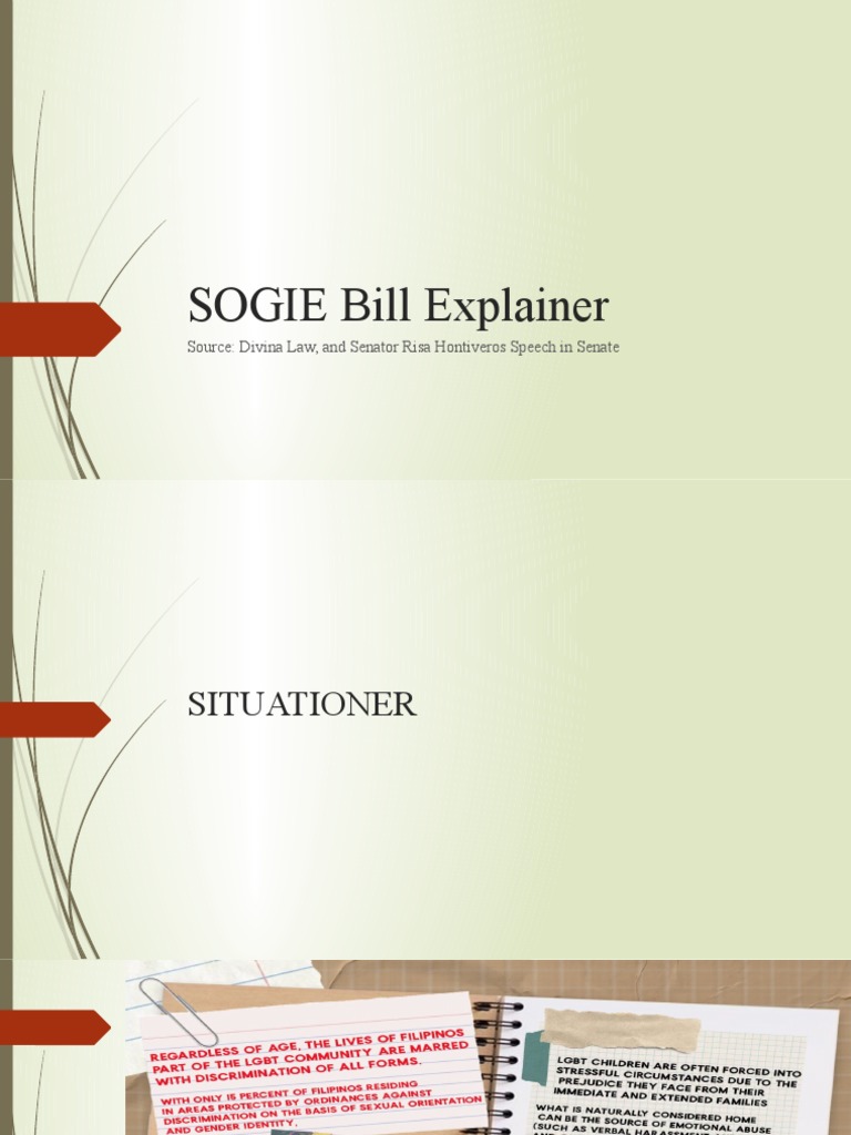 SOGIE Bill Explainer: Source: Divina Law, and Senator Risa Hontiveros ...