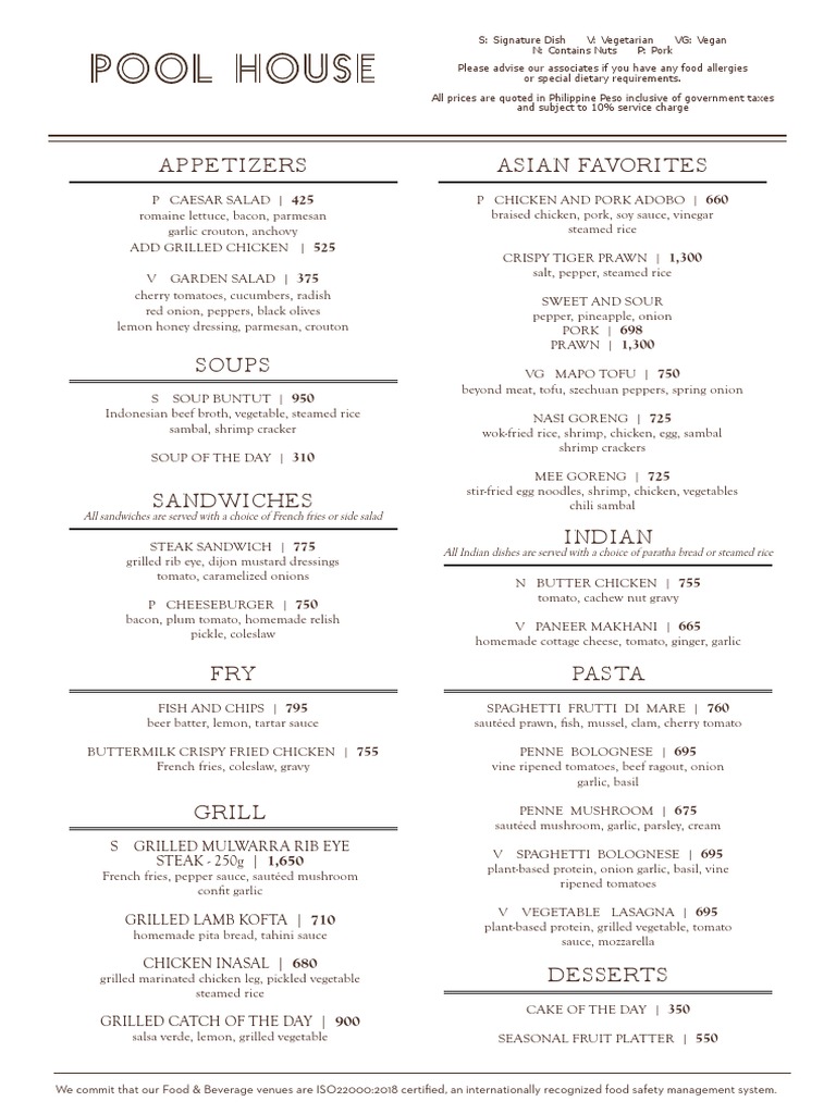 Grand Hyatt BGC A La Carte Menu | PDF | Salad | Foods