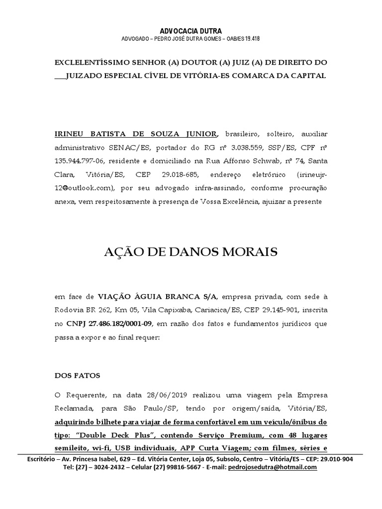 01-Petição Inicial - Irineu | PDF | Advogado | Proteção ao consumidor